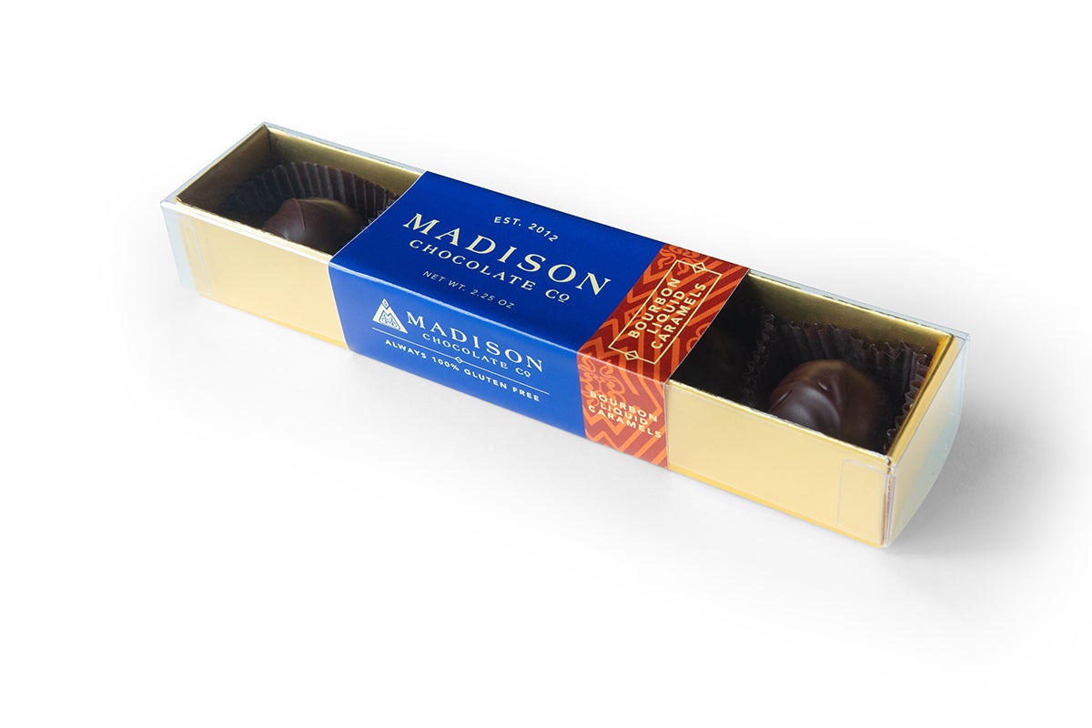 5 Piece Bourbon Liquid Caramel Box - Delivery | Madison Chocolate Company